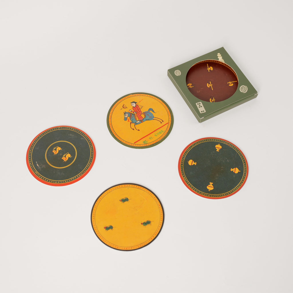 Set of 5 Paper Coasters (Dashavatara Ganlita 1-5 Playing Cards Collect ...